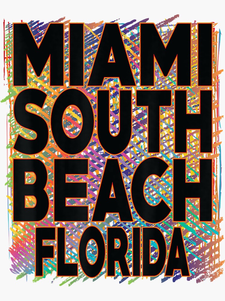 "Miami South Beach Florida Abstract Art Typography Cool" Sticker for ...