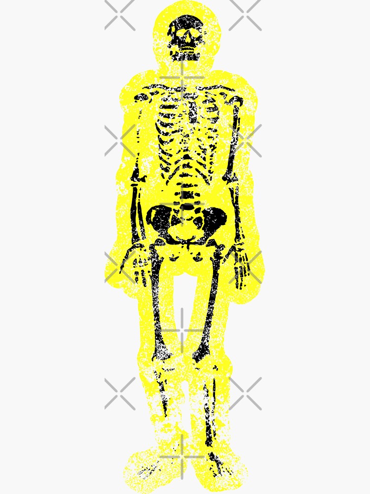 "Spooky Skeleton--Black & Laser Lemon-Antiqued" Sticker for Sale by ...