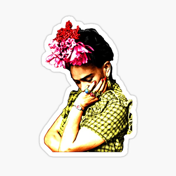 Pegatina «Retrato de Frida Kahlo en colores vivos (verde)» de ...