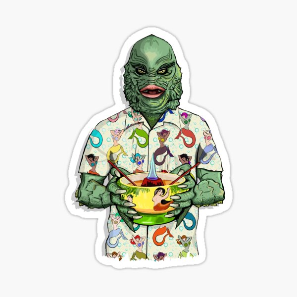 "Tiki Creature with mermaid shirt" Sticker for Sale by FanboyMuseum ...