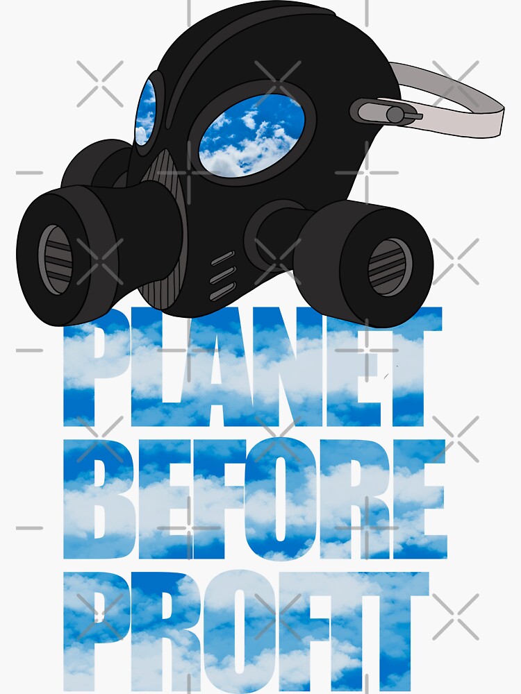 "Planet before profit hand drawn mask artwork " Sticker for Sale by ...