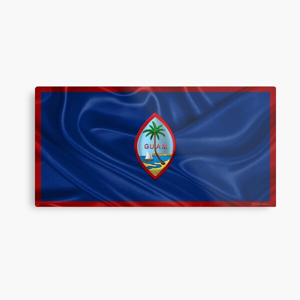 "Coat of Arms of Guam - Guam State Seal over Flag of Guam " Metal Print ...