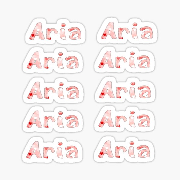 Aria Hearts Name Sticker Pack Sticker For Sale By Tshirtsmash Redbubble