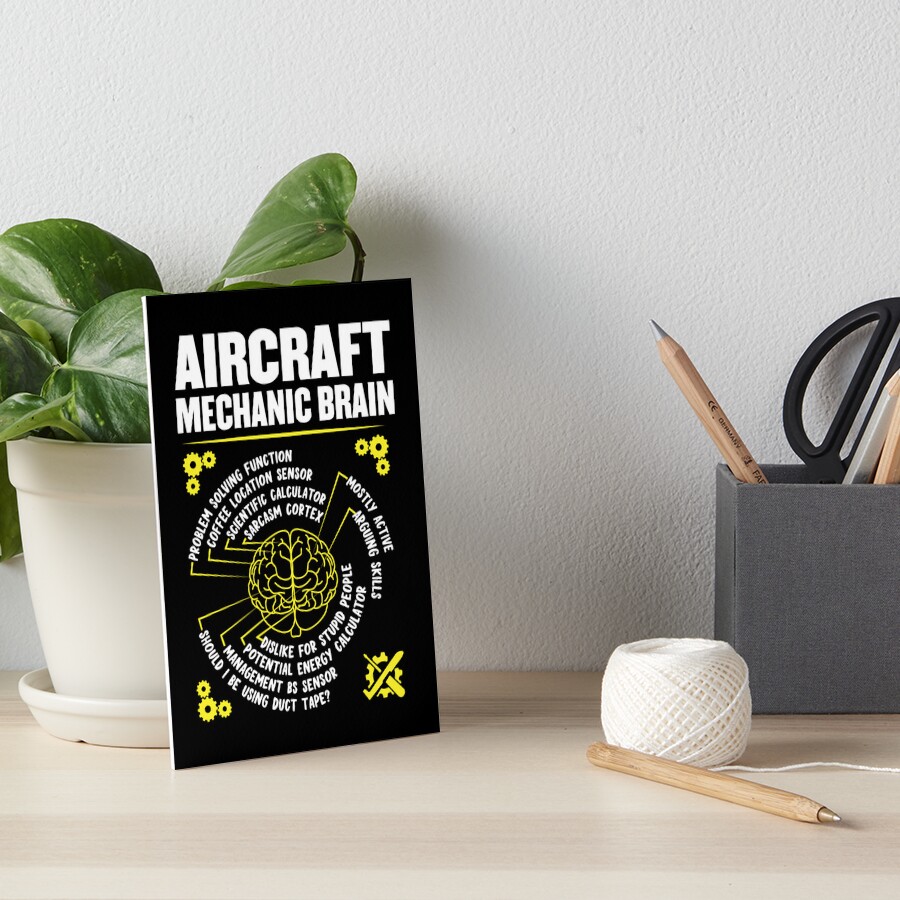 "Aircraft Mechanic's Brain: Funny Aviation Mechanic Gift" Art Board ...