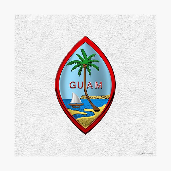 "Coat of Arms of Guam - Guam State Seal over White Leather ...