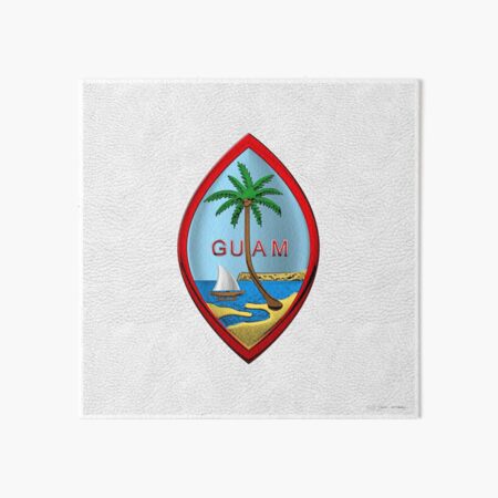 "Coat of Arms of Guam - Guam State Seal over White Leather" Art Board ...