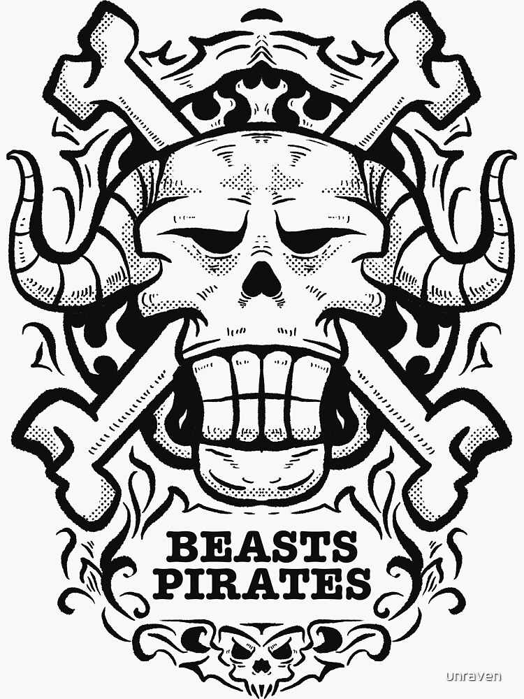 "Beasts Pirates Skull - Skeleton" Sticker for Sale by unraven | Redbubble
