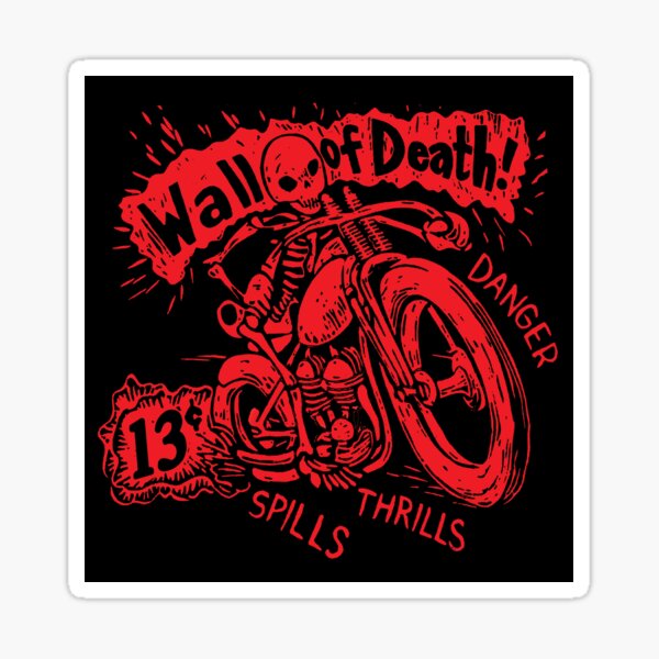 "funfair wall of death" Sticker by dtkfred | Redbubble