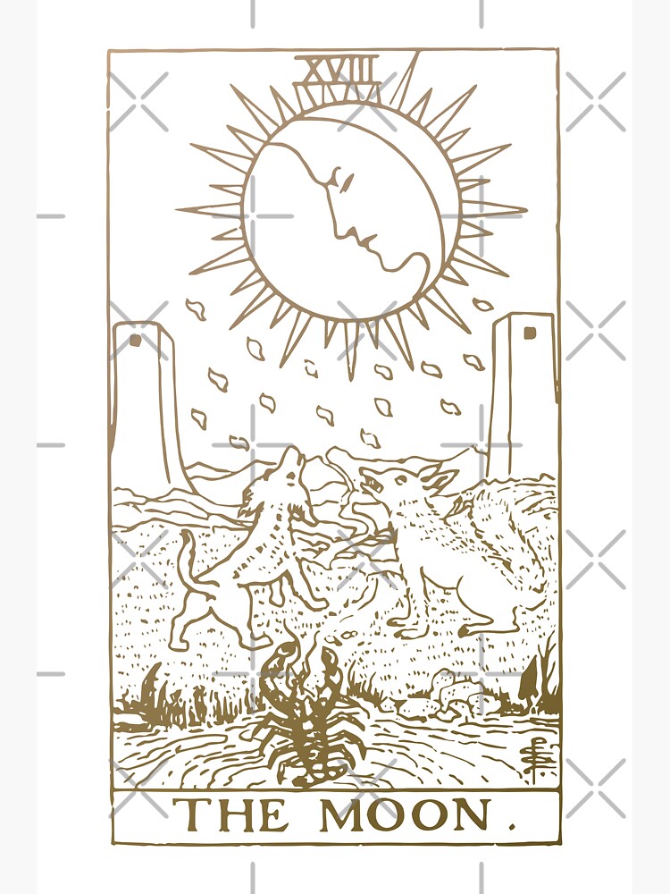 "Rider Waite - THE MOON - Tarot Card - White" Sticker for Sale by ...