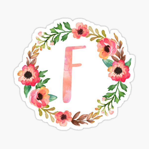 "Pink Floral F" Sticker for Sale by mjm412 | Redbubble