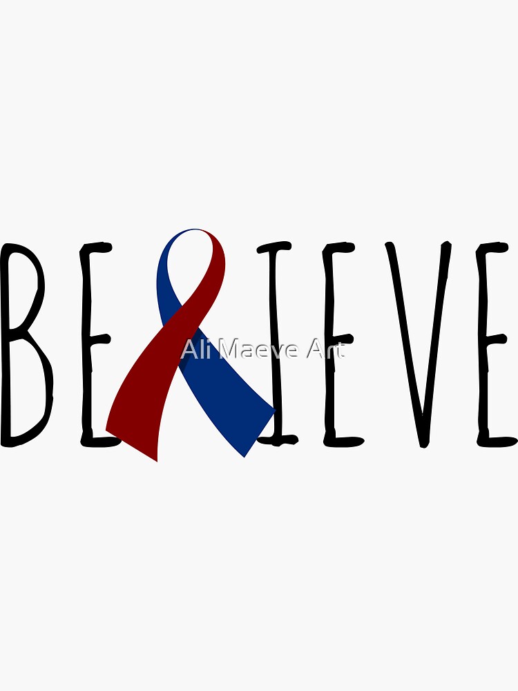 "Believe – Red and Blue Ribbon" Sticker for Sale by alihilker | Redbubble