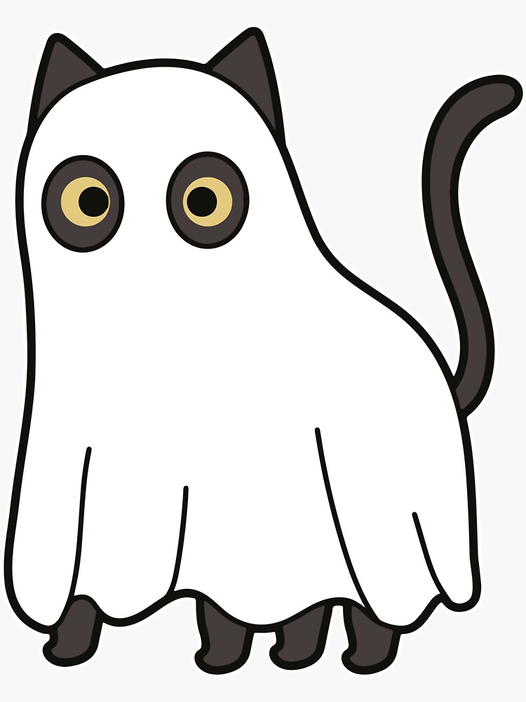 "Cute Cat Ghost" Sticker for Sale by PotluckPrints | Redbubble