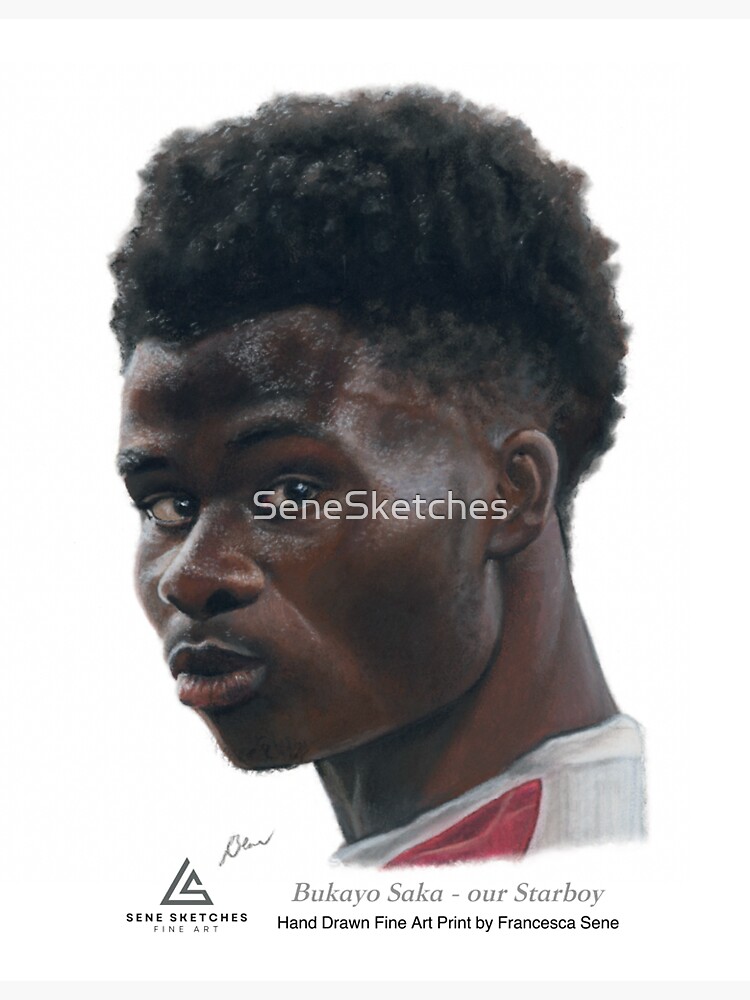 "Bukayo Saka drawing artwork print by artist senesketches. Hand drawn ...