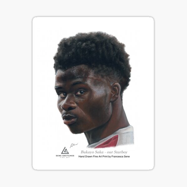 "Bukayo Saka drawing artwork print by artist senesketches. Hand drawn ...