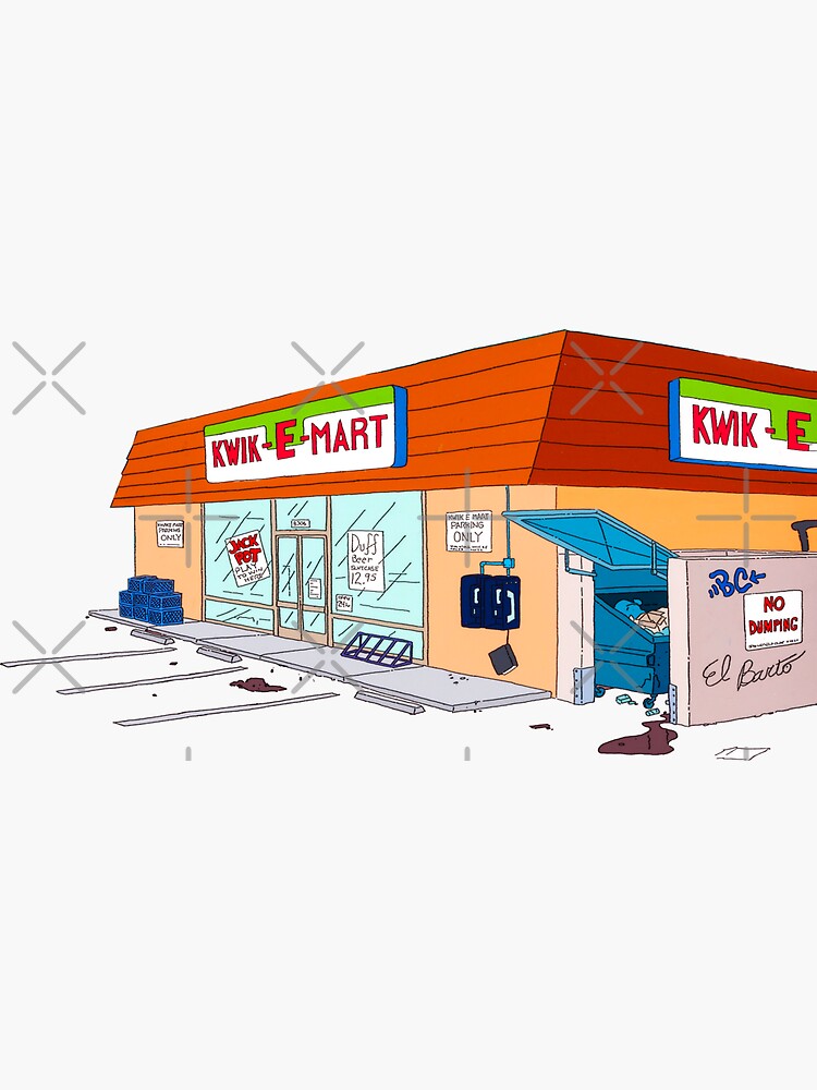 "Kwik-E-Mart Convenience Store" Sticker for Sale by PixelBuilder ...
