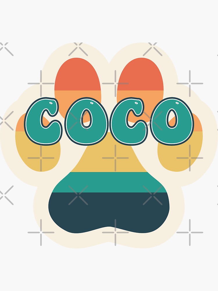 "Coco Dog Name Vintage Sunset Paw Prints on Cream - Coco Dog Name ...