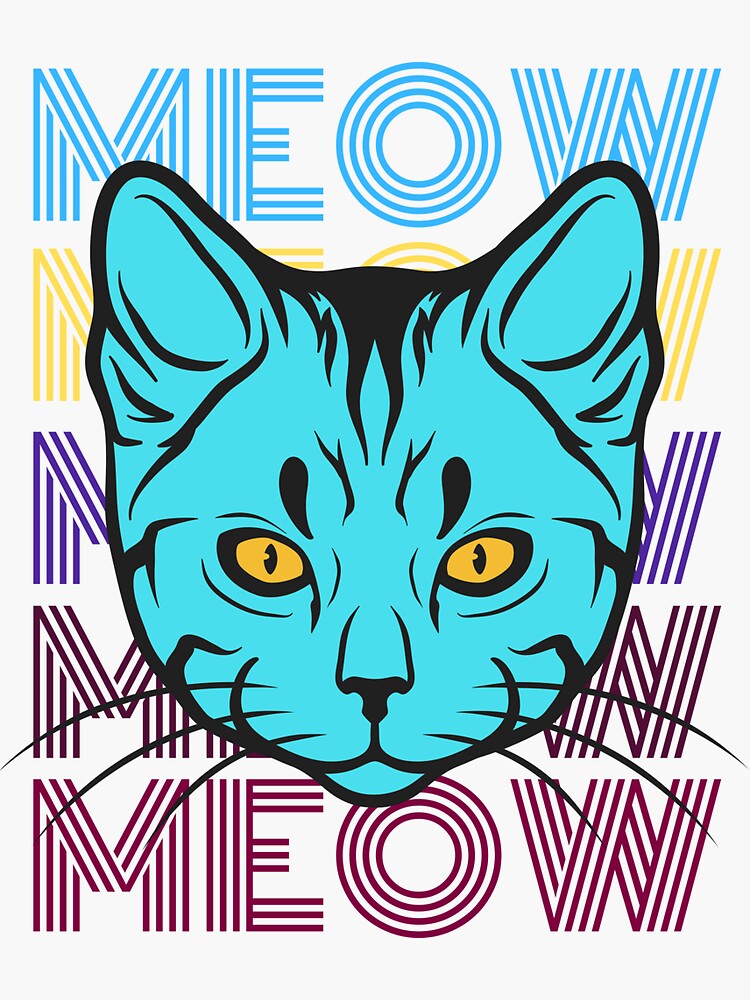 " Meow Blue Cat" Sticker for Sale by PawsAndFriends | Redbubble