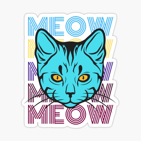 " Meow Blue Cat" Sticker for Sale by PawsAndFriends | Redbubble