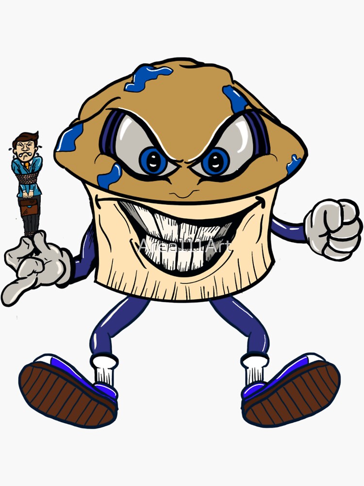 "Man-eating Blueberry Muffin" Sticker for Sale by Area111Art | Redbubble
