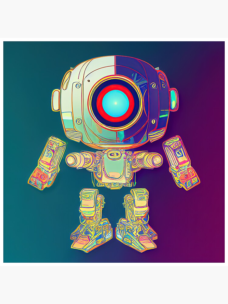 "mini-bot 008" Sticker for Sale by chaosWyrX | Redbubble