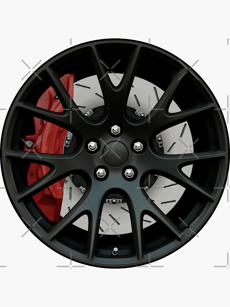 "American Muscle Car Wheel Design with Red Calipers" Sticker for Sale ...