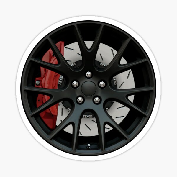 "American Muscle Car Wheel Design with Red Calipers" Sticker for Sale ...