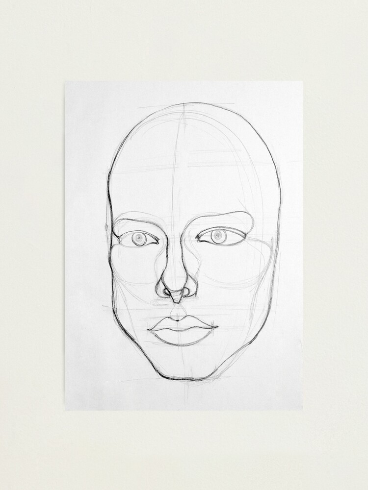 "Drawing illustration of sketched girl head" Photographic Print for ...