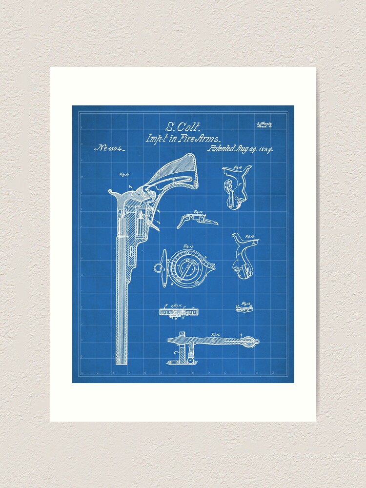"Vintage Colt Pistol Patent - Wild West Fan Cowboy Ranch Art ...