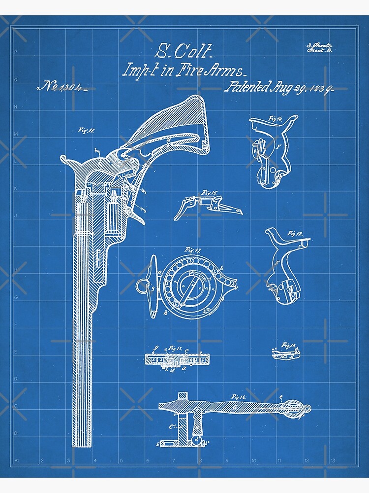 "Vintage Colt Pistol Patent - Wild West Fan Cowboy Ranch Art ...