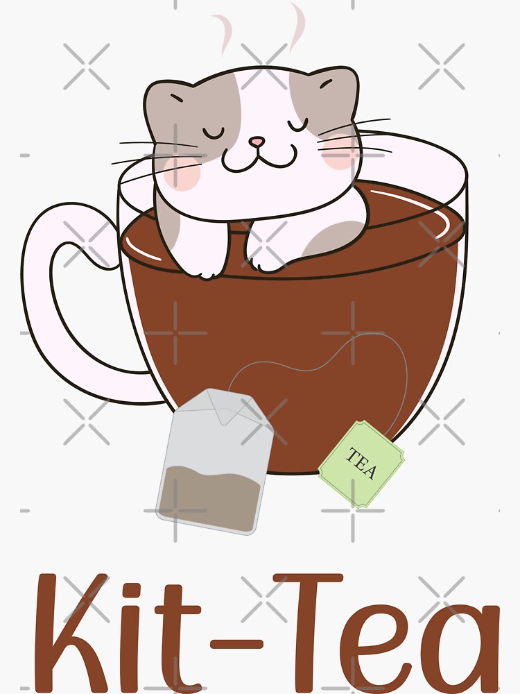 "Kit Tea Cute Kitty" Sticker for Sale by HappyLifeCreate | Redbubble