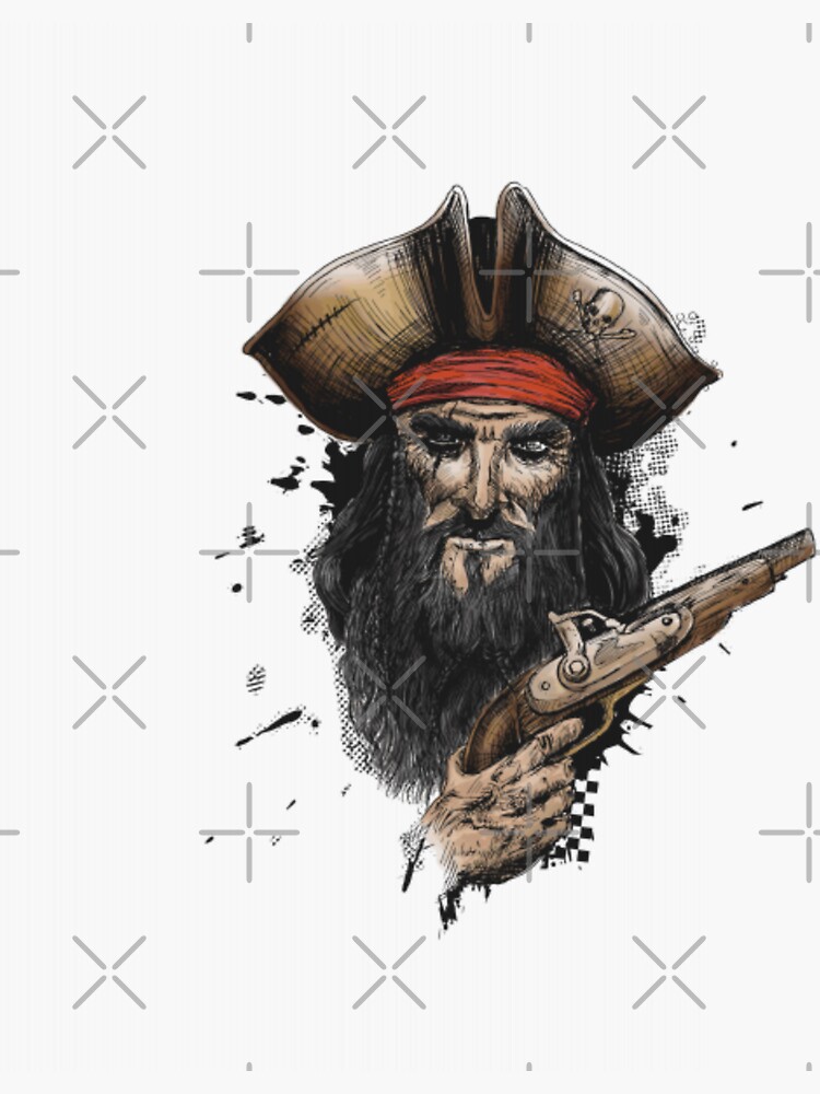 "Pirate - Jolly Roger, Treasure Chest - Pistol" Sticker for Sale by ...