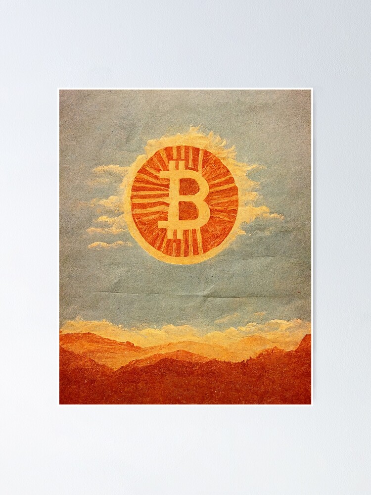 "Bitcoin Sun over the Valley Vintage Artwork" Poster for Sale by ...