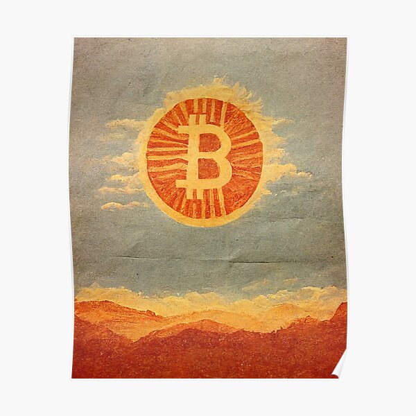 "Bitcoin Sun over the Valley Vintage Artwork" Poster for Sale by ...