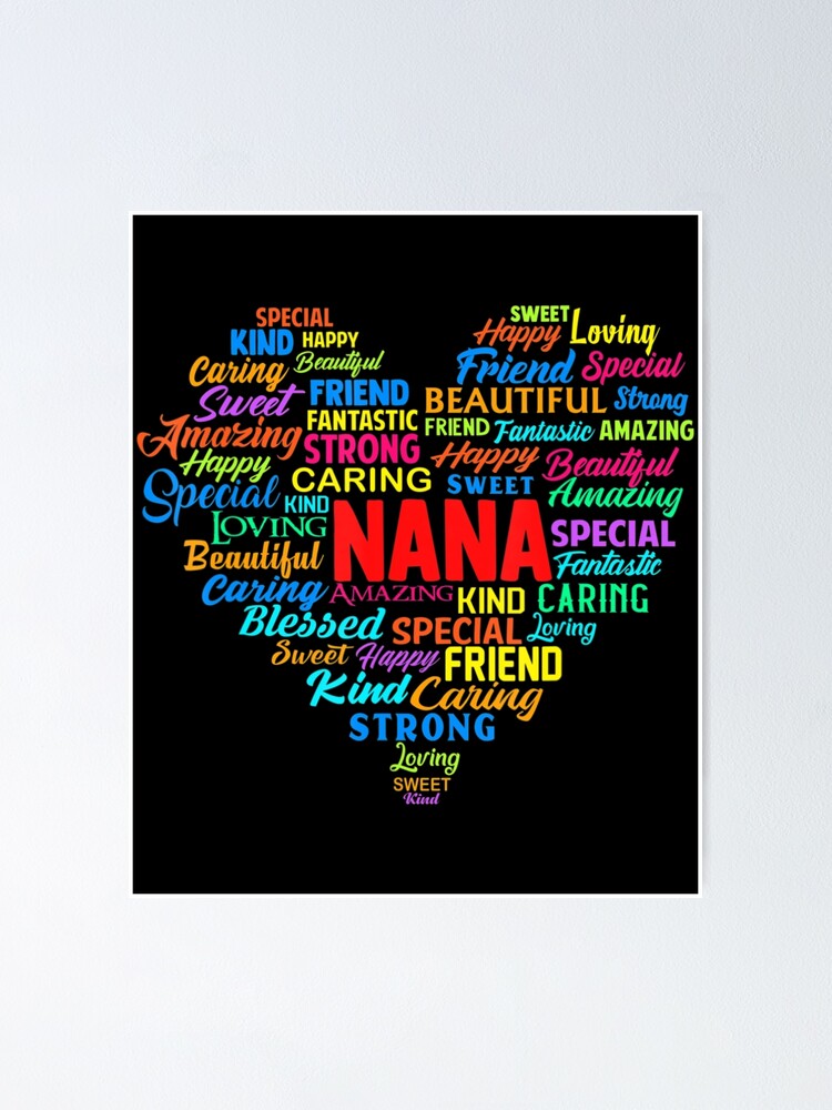 "Nana Typography Heart Word Art" Poster for Sale by BlanChen | Redbubble
