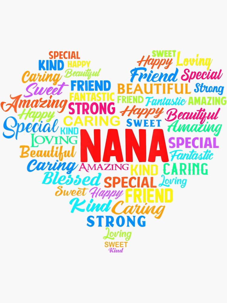 "Nana Typography Heart Word Art" Sticker for Sale by BlanChen | Redbubble