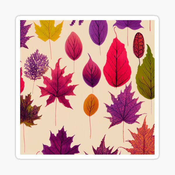 "Purple Fall Leaves" Sticker for Sale by CrtnDesigns | Redbubble