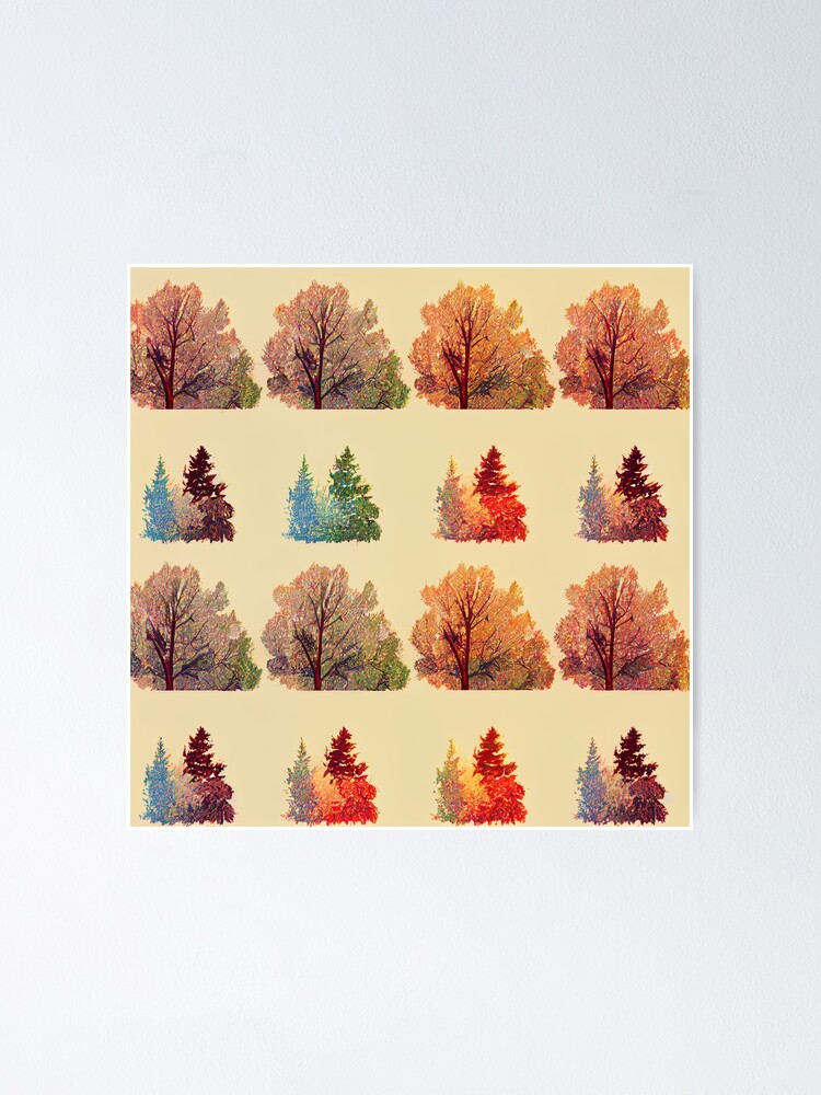 "Repeating Fall Tree Pattern II" Poster for Sale by CrtnDesigns | Redbubble