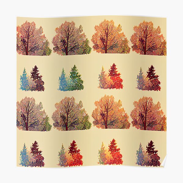 "Repeating Fall Tree Pattern II" Poster for Sale by CrtnDesigns | Redbubble