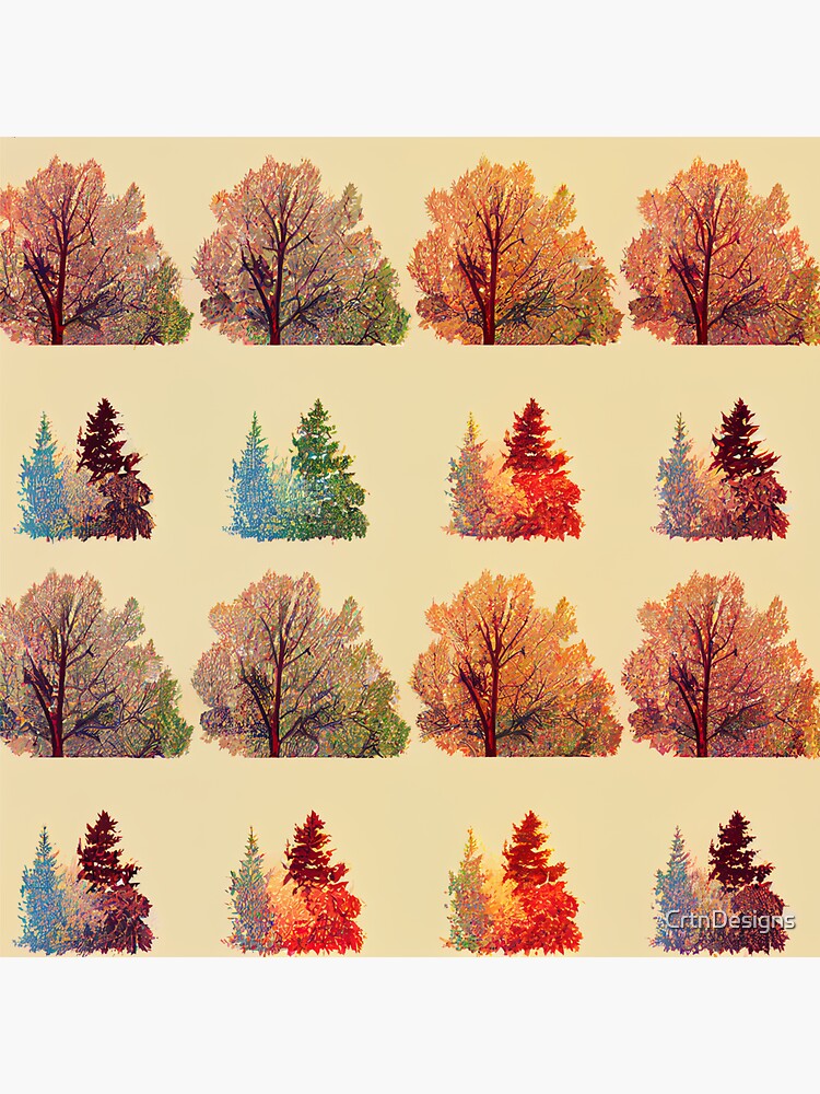 "Repeating Fall Tree Pattern II" Sticker for Sale by CrtnDesigns ...