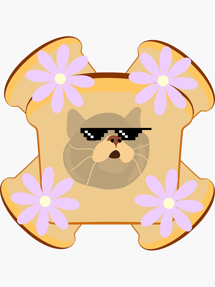 "cat flower toast" Sticker for Sale by ProjectOfColor | Redbubble