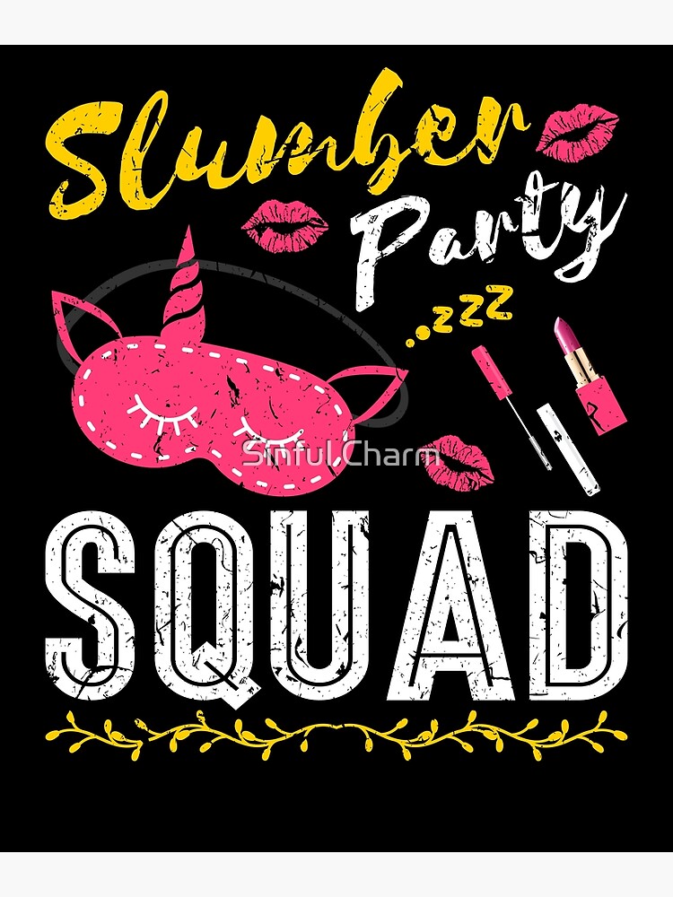 Slumber Party Squad Sleepover Birthday Pajama Spa Party Poster For