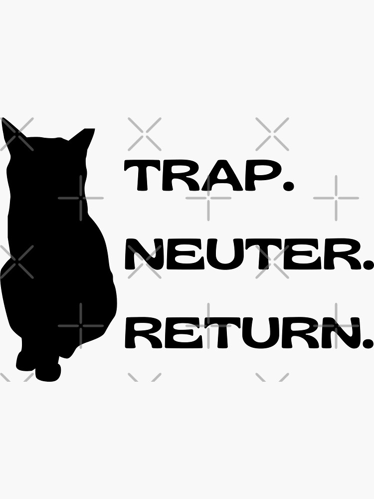 "Trap Neuter Return with Black Cat" Sticker for Sale by catladyjoy ...