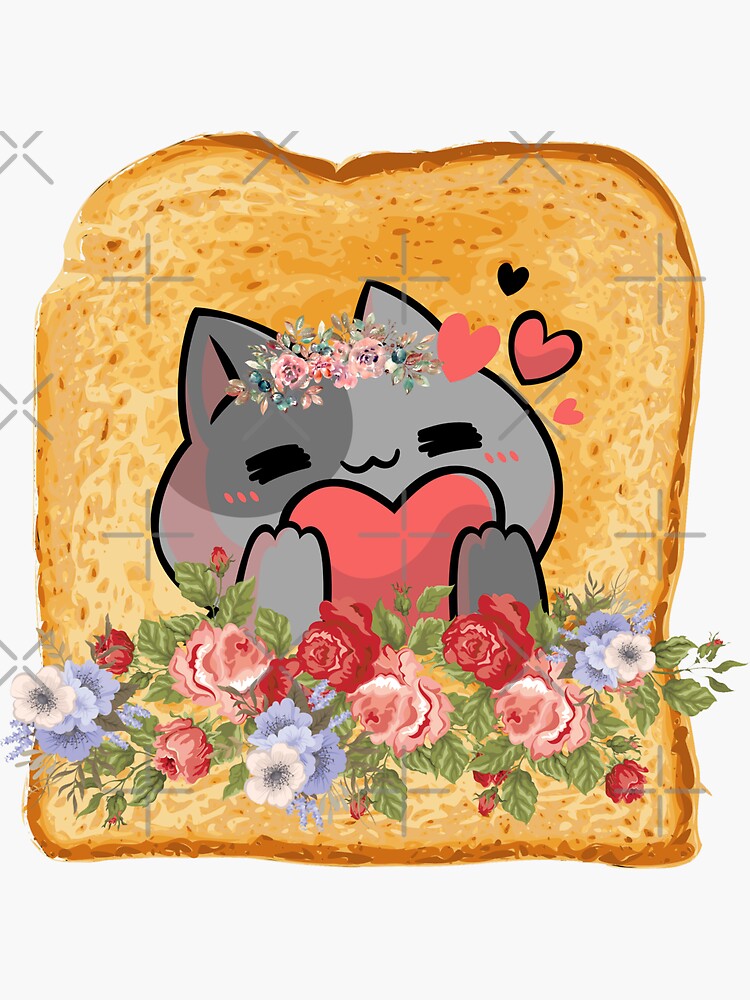 "Cat Flower Toast " Sticker for Sale by SmismaStyleShop | Redbubble