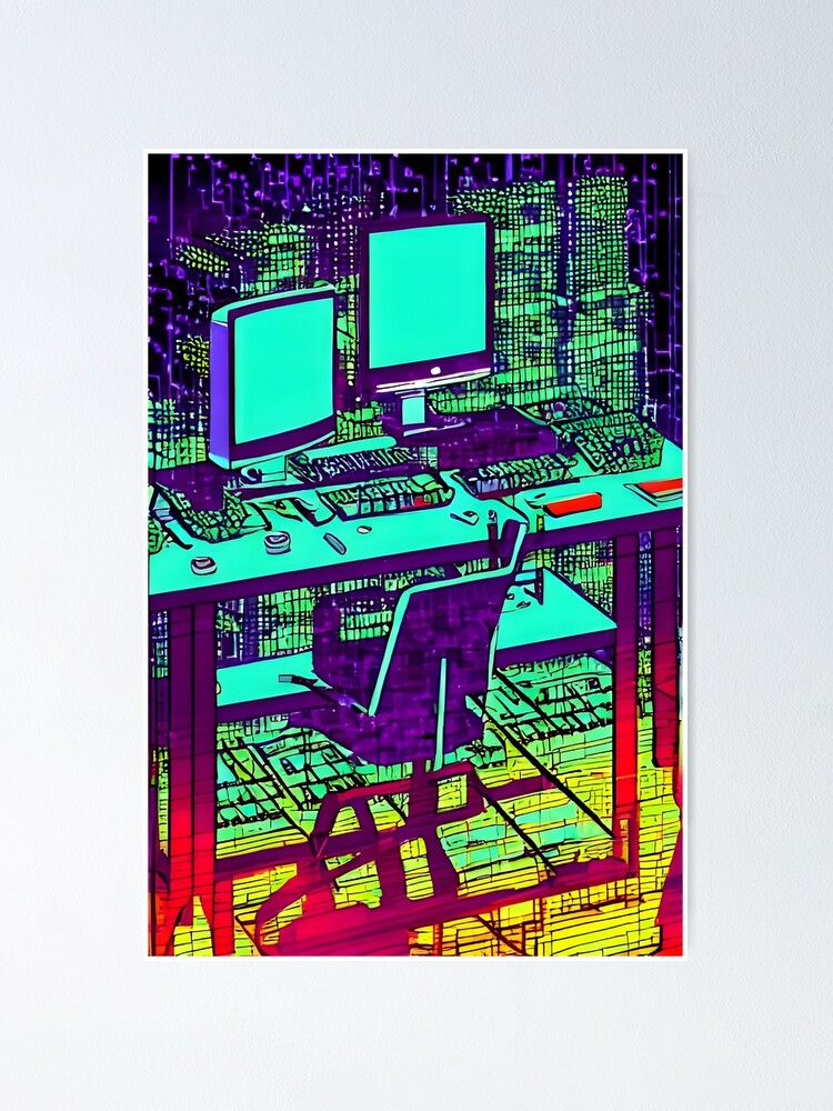 "Computer hacker, programmer, synthwave vaporwave inspired aesthetic ...