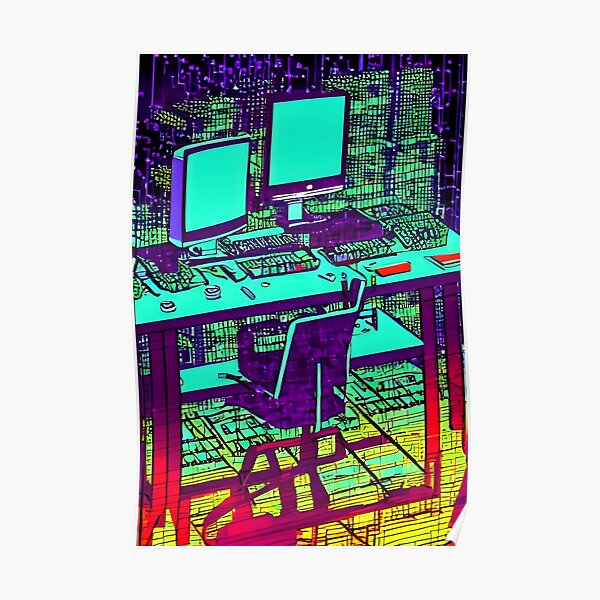 "Computer hacker, programmer, synthwave vaporwave inspired aesthetic ...