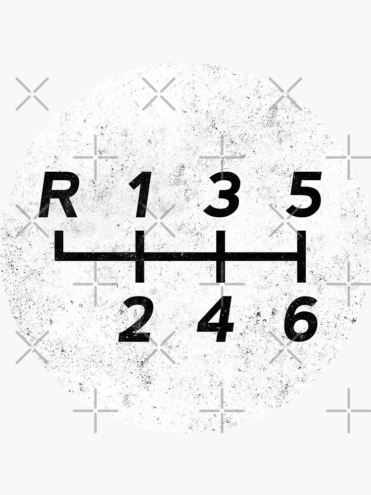 "White Manual Transmission Shift Pattern 1 - Grungy" Sticker for Sale ...