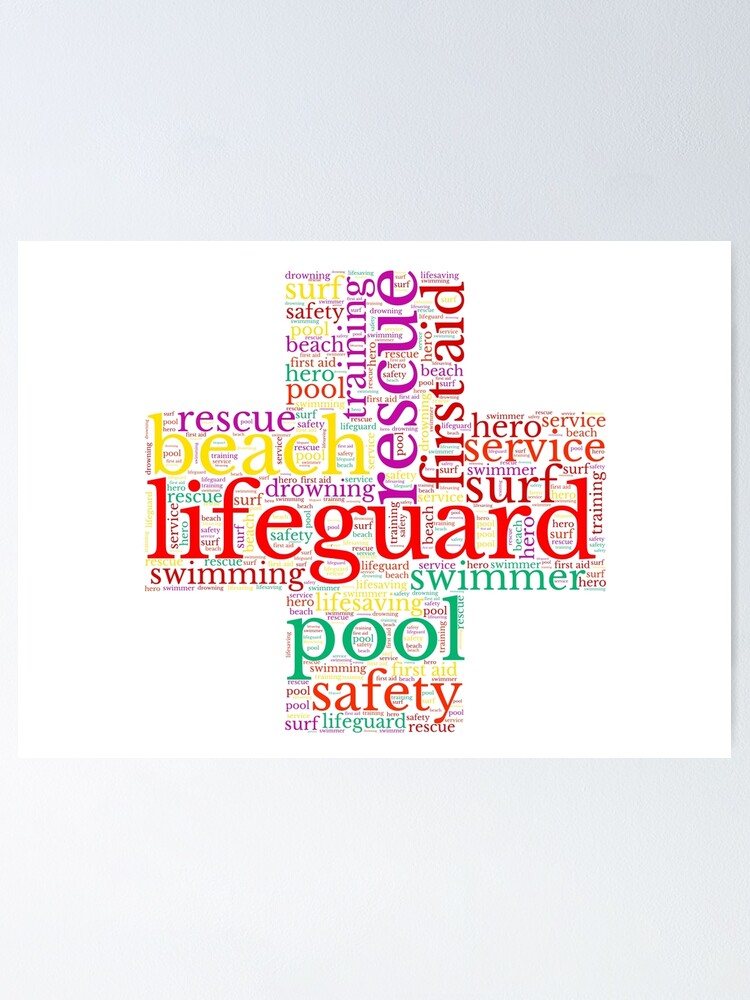 "Lifeguard Red Word Cloud Cross" Poster for Sale by TeesYouWant | Redbubble