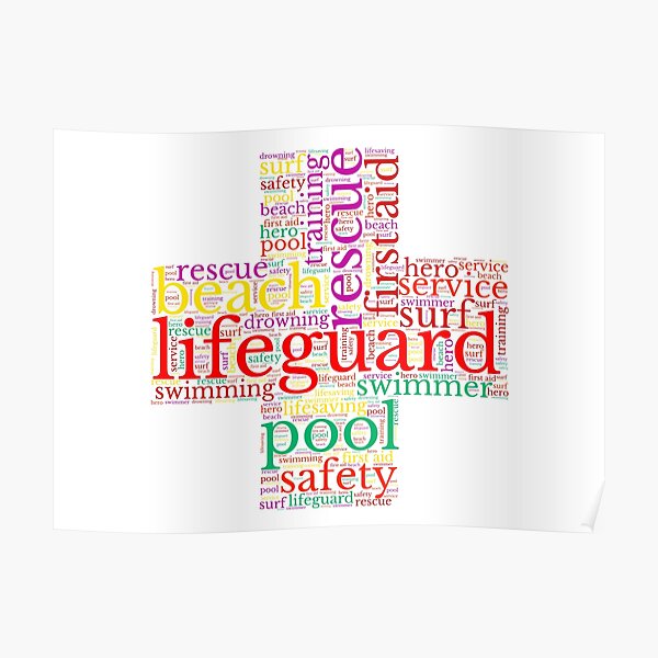 "Lifeguard Red Word Cloud Cross" Poster for Sale by TeesYouWant | Redbubble