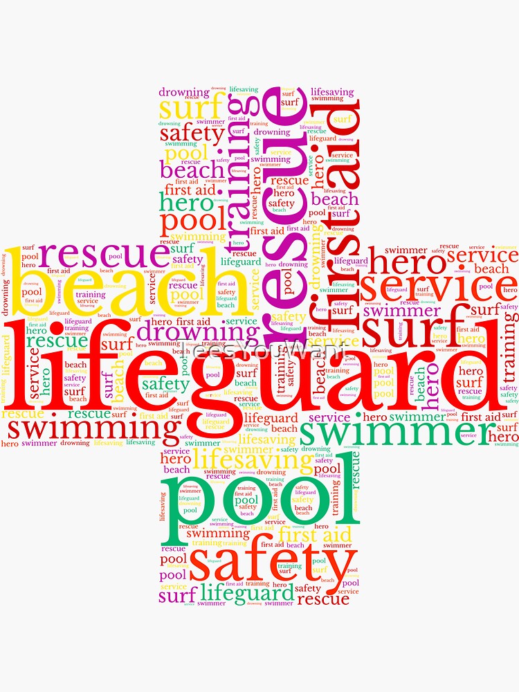 "Lifeguard Red Word Cloud Cross" Sticker for Sale by TeesYouWant ...
