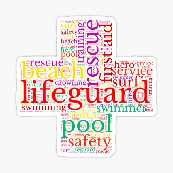 "Lifeguard Red Word Cloud Cross" Sticker for Sale by TeesYouWant ...